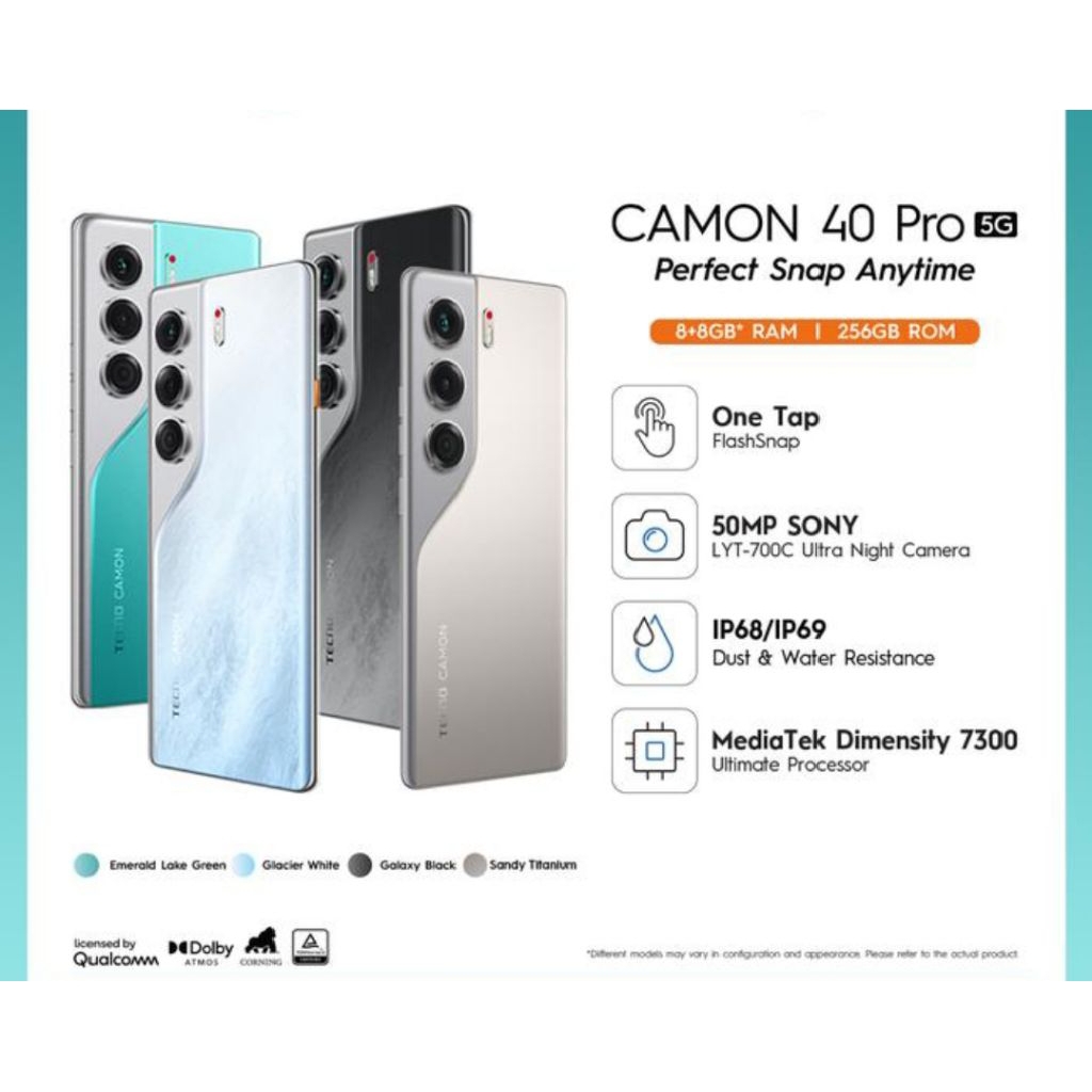 Jual Tecno Camon 40 pro 5G Ram 8/256gb Garansi resmi BNIB Norepack ...