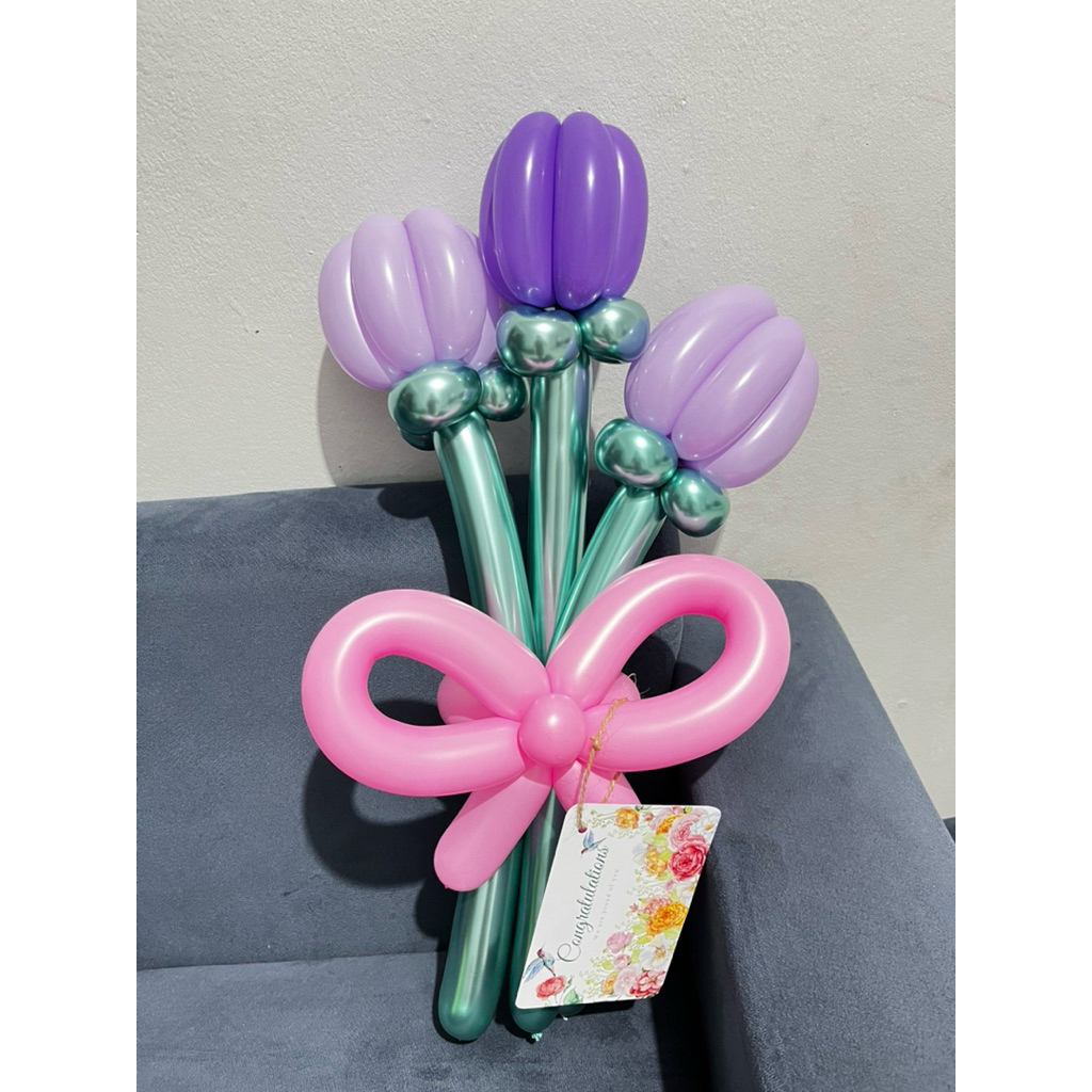 Jual Buket Balon Bunga 3 Tangkai / Flower Buket Balon Viral / Kado Gift ...