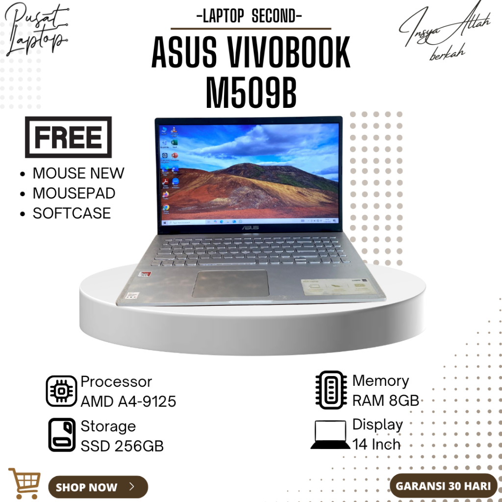 Jual LAPTOP ASUS VIVOBOOK M509B SECOND | AMD A4-9125 | RAM 8GB | SSD ...