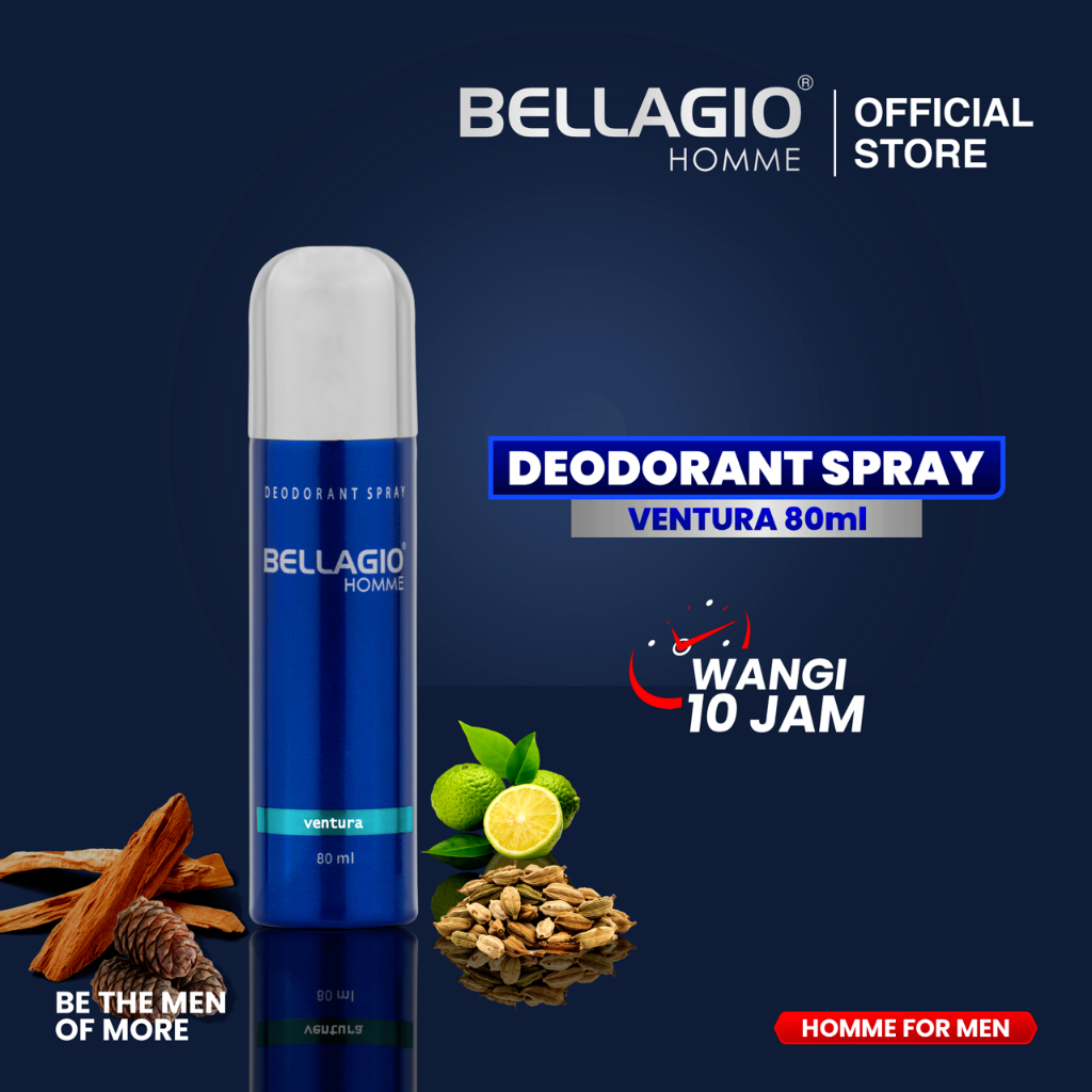 Jual Bellagio Deodorant Spray Ventura (Blue, 80ml) Deodorant ...