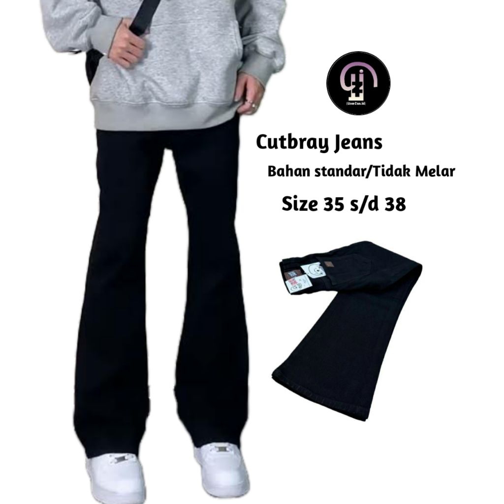 Jual Celana Cutbray Pria Bahan Jeans Tidak Melar Cutbray Bootcut Hitam ...