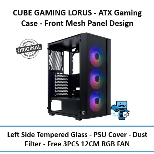 Jual CUBE GAMING LORUS - ATX Gaming Case - Front Mesh Panel Design ...