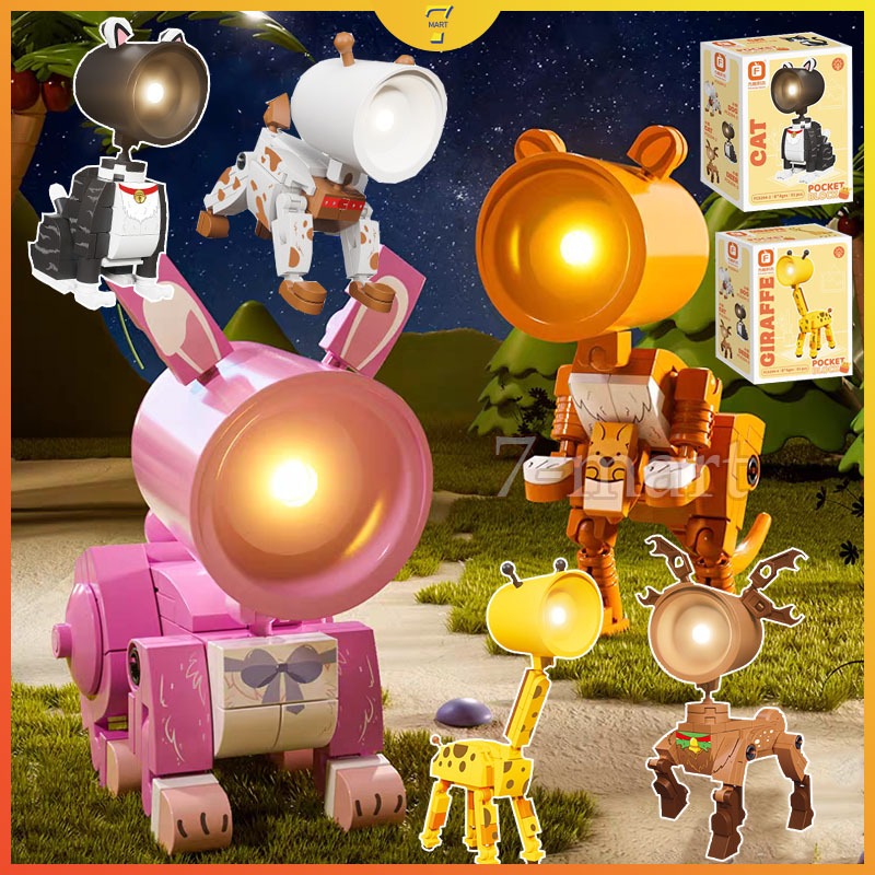 Jual Lampu Malam Bricks Mainan Balok Susun Rabbit Kucing Anjing Mini ...