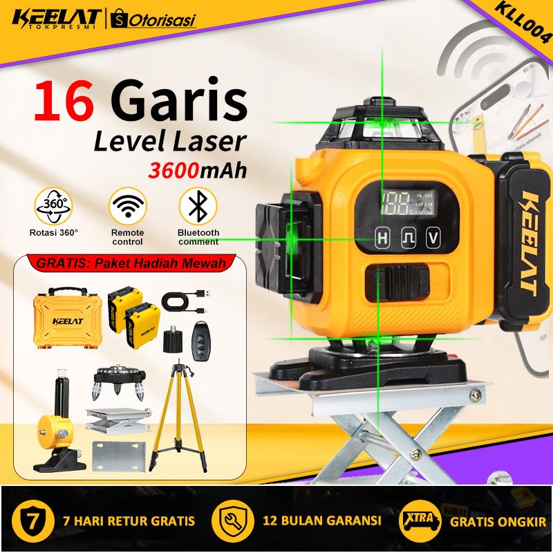 Jual KEELAT-KLL004 Laser Level 16Lines 3600mAh Adjustable 360° Bisa ...