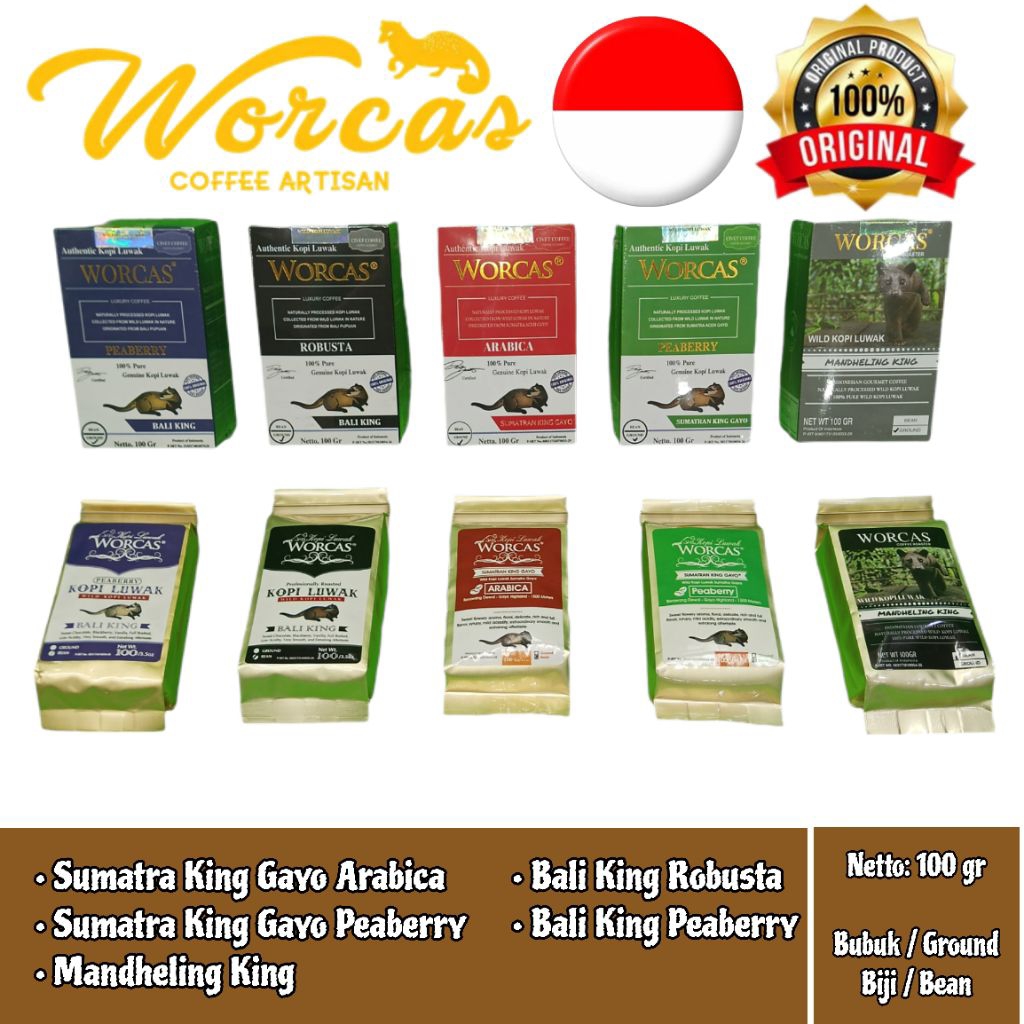 Jual WORCAS LUWAK COFFEE | 100% KOPI LUWAK INDONESIA, SUMATRAN KING ...