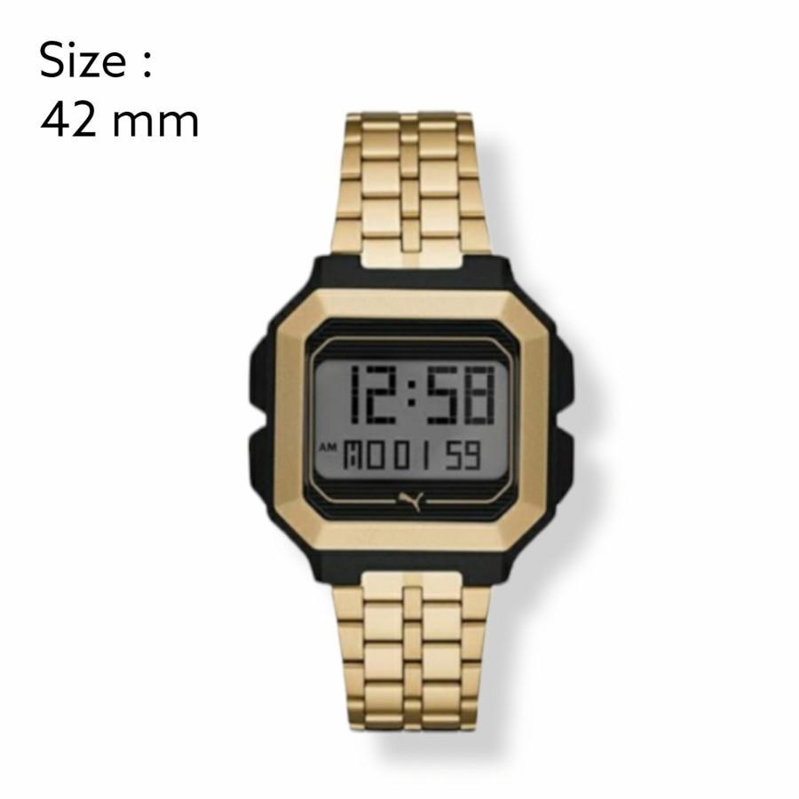 Jual Puma LCD Watch Men's Remix Stainless Steel Gold 42 mm – Jam Tangan ...