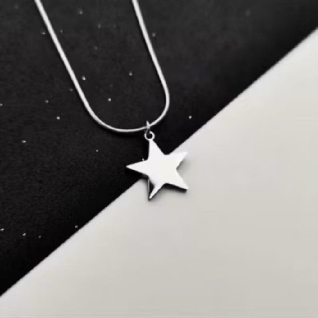 Jual Kalung Rantai Titanium Pria Wanita Model Liontin Bintang Silver ...