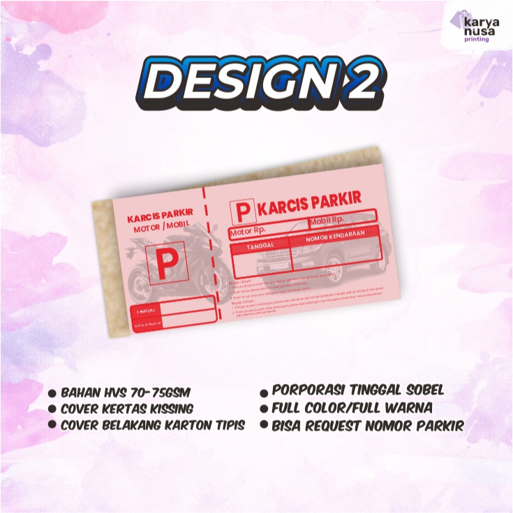 Jual Karcis Parkir Motor Murah Satuan Tanpa PO ukuran 10x5cm, Karcis ...