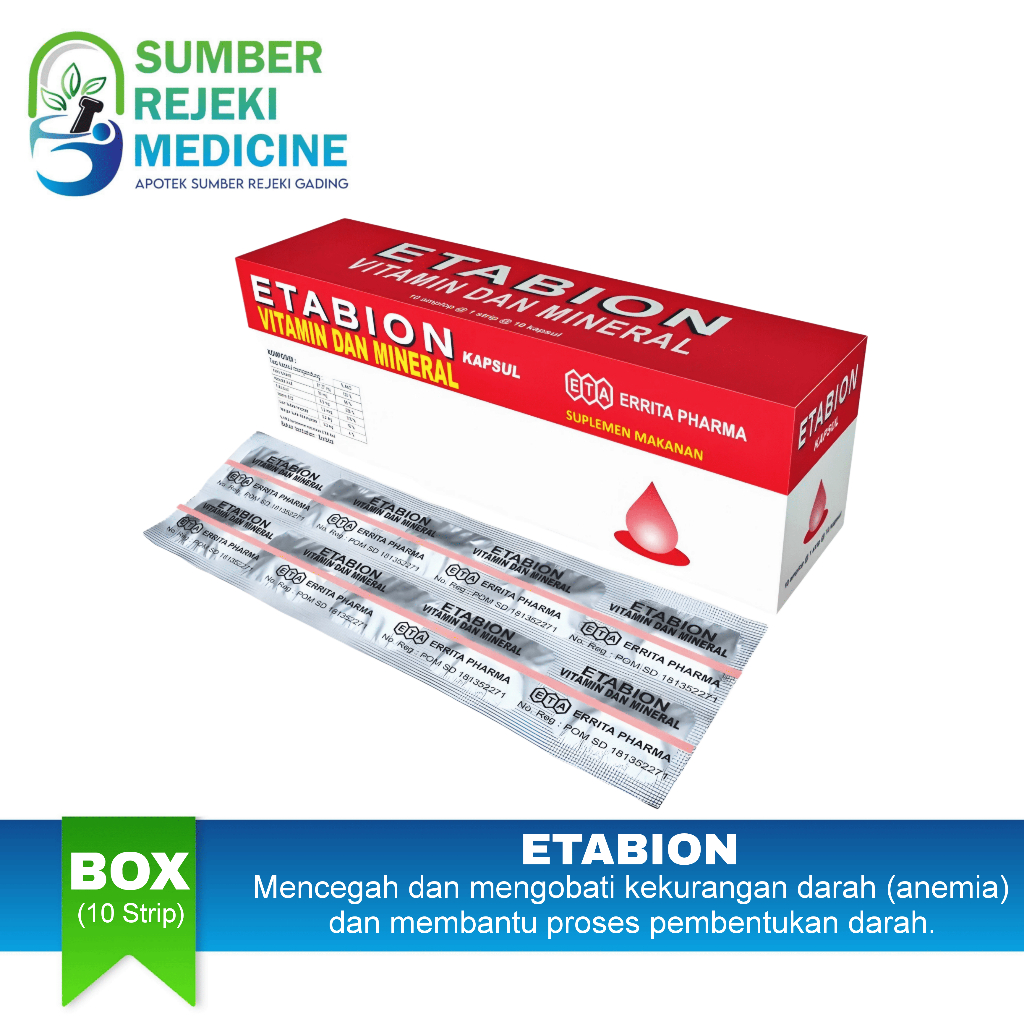Jual Etabion Suplemen penambah darah (BOX 10 STRIP) | Shopee Indonesia