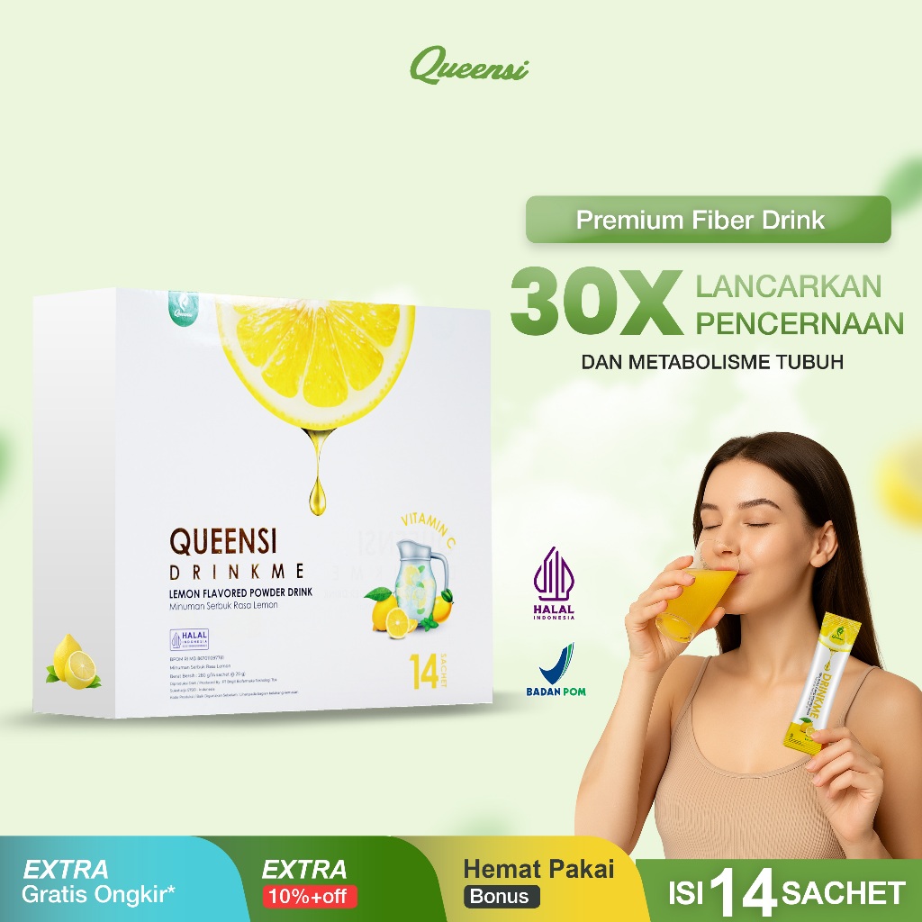 Jual Queensi Drinkme Lemon ISI 14 PCS Flavored Powder Drink Minuman Rasa Lemon Penghilang Lemak ...