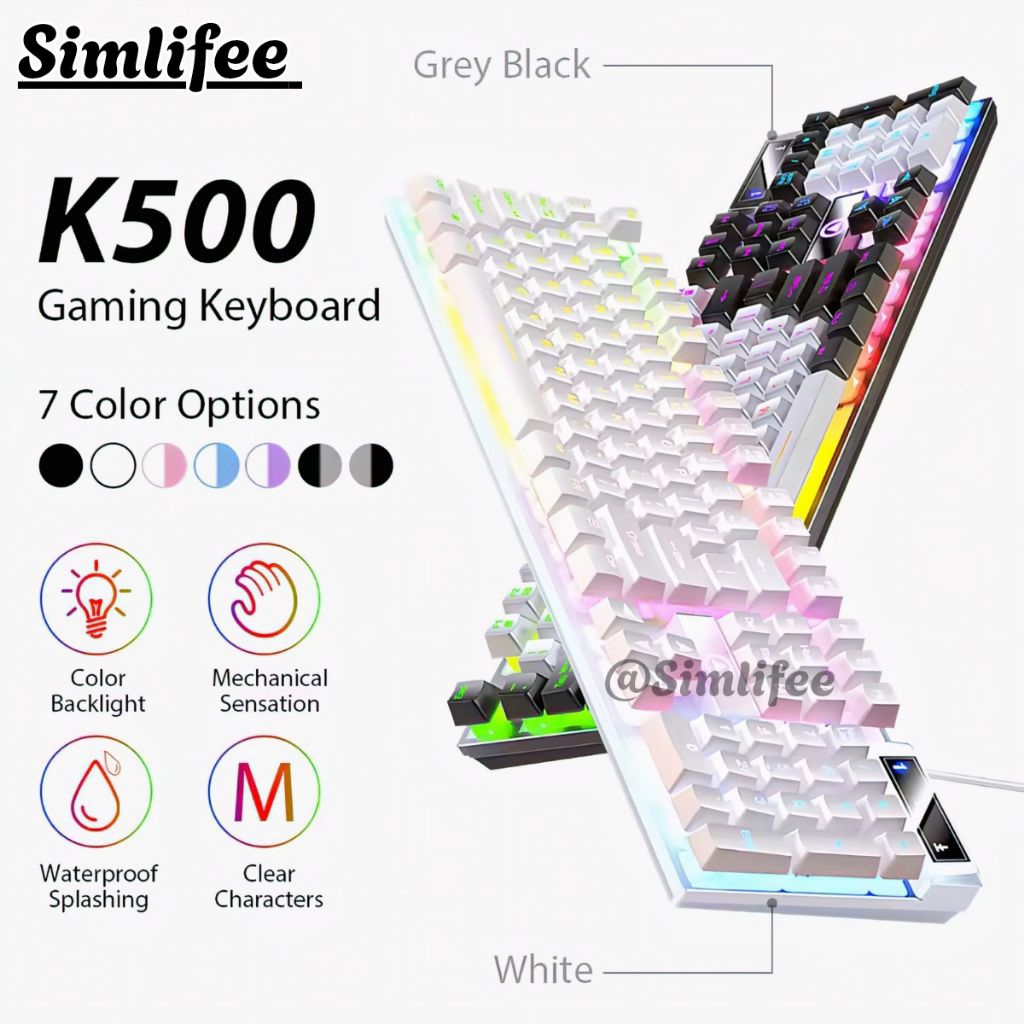 Jual Keyboard Gaming Semi Mechanical RGB K500 Murah Backlight | Shopee ...