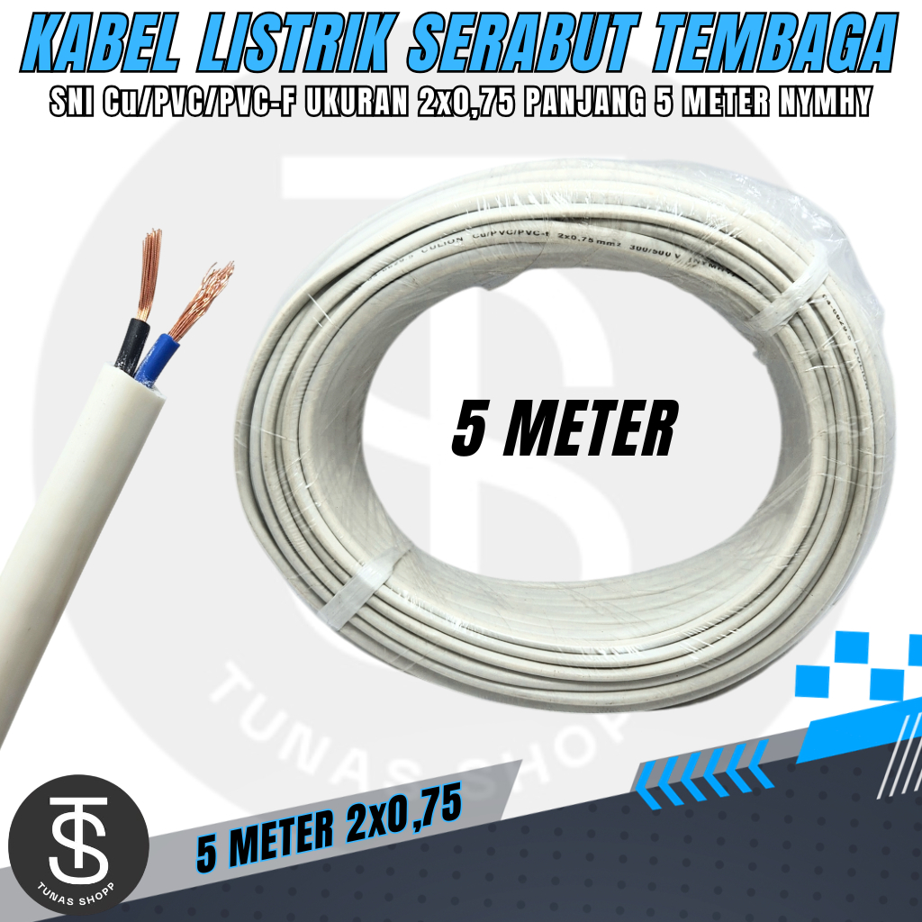 Jual Kabel Tembaga Serabut 2x0.75 NYMHY / Kabel Tembaga Fleksibel SNI ...