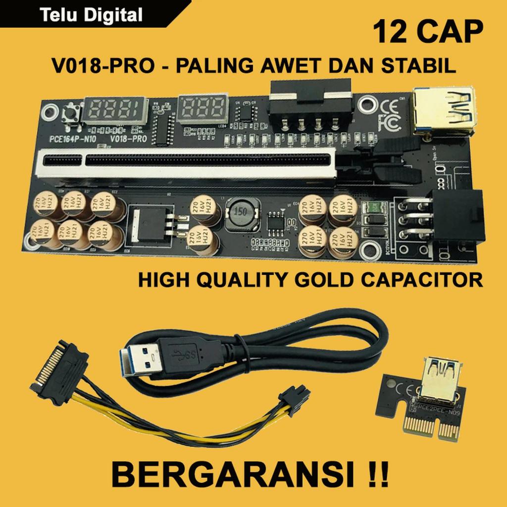 Jual PCIE GPU Riser V018 Pro 12 Kapasitor Mining Lebih Awet & Stabil ...