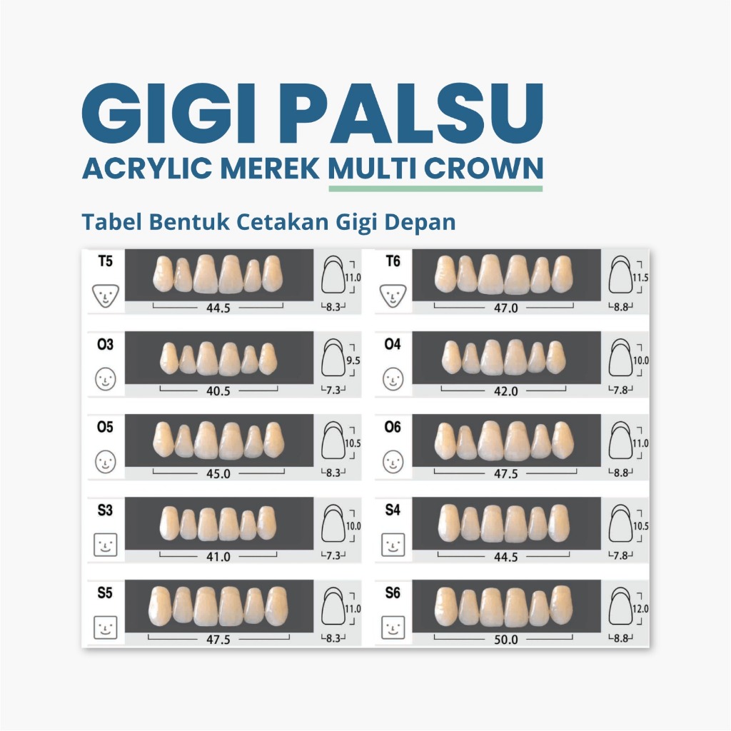 Jual Gigi Palsu Resin Teeth Anterior Depan, ANASIR ACRYLIC AKRILIK PER ...