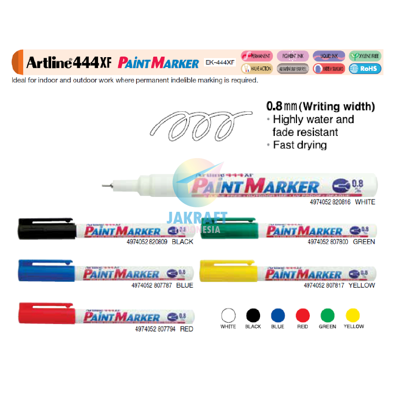 Jual (1 Pcs) Spidol Permanen ARTLINE Paint Marker EK-444XF White Putih ...