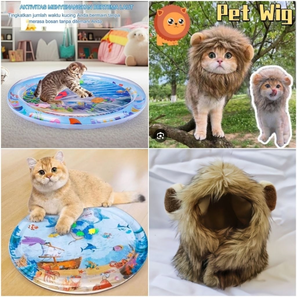 Jual (COD)Mainan Kolam Kucing & Wig Kucing FREE Sikat Pembersih Bulu ...