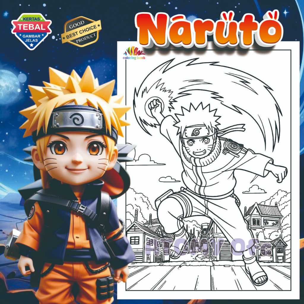 Jual KERTAS MEWARNAI / COLORING / KERTAS GAMBAR / NARUTO / KERTAS ...