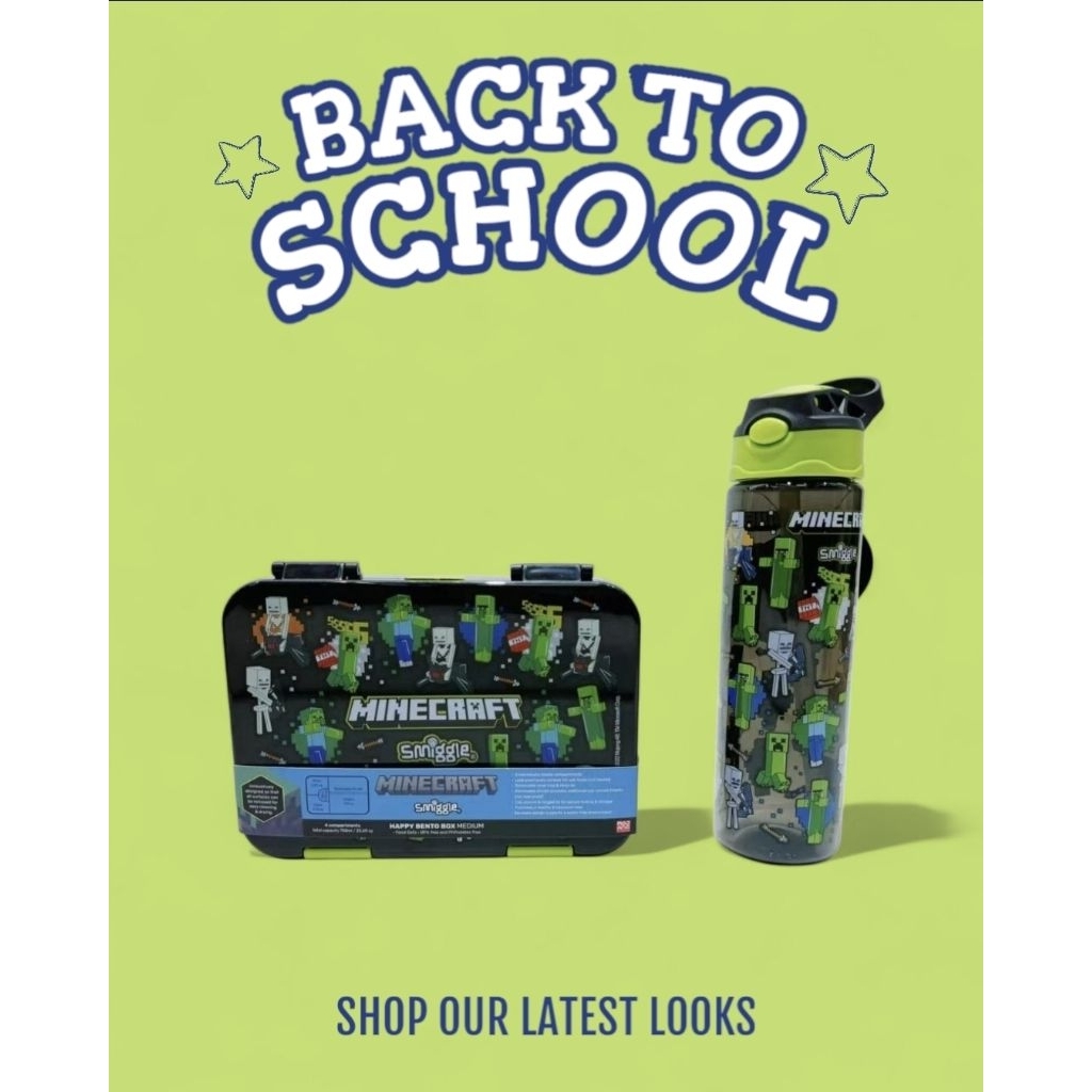 Jual Lunch Box Set Kotak makan Botol Minum Set Smiggle Minecraft 2016 ...