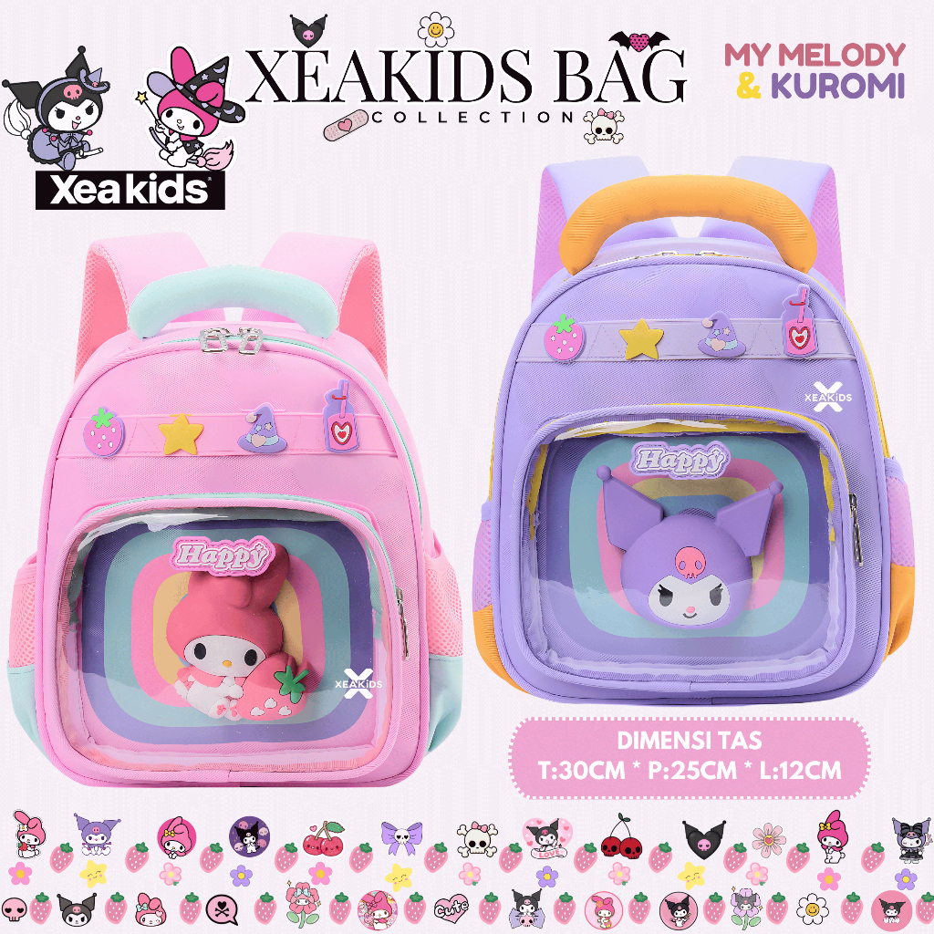 Jual [XEAKIDS] Tas Sekolah SANRIO MELODY & KUROMI Anak Perempuan Untuk ...