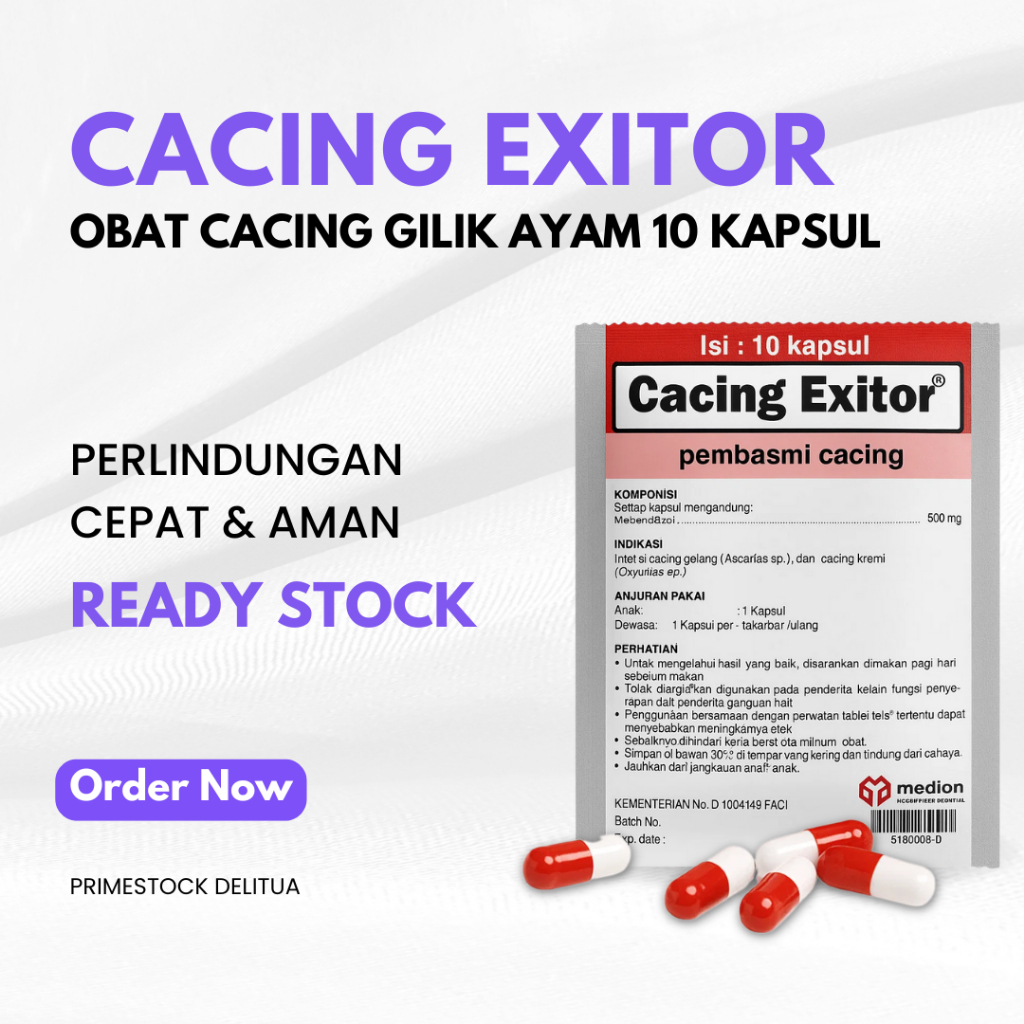 Jual Cacing Exitor - Pembasmi Cacing Gilik pada Ayam (Sachet isi 10 ...