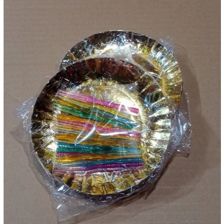 Jual 20 Set Piring + Garpu Kue Ulang Tahun / Piring Kertas Mas / Piring ...