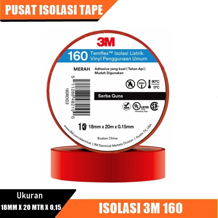 Jual ISOLASI LISTRIK TEMFLEX 3M 160 VINYL | 3M 160 ELECTRICAL TAPE ...