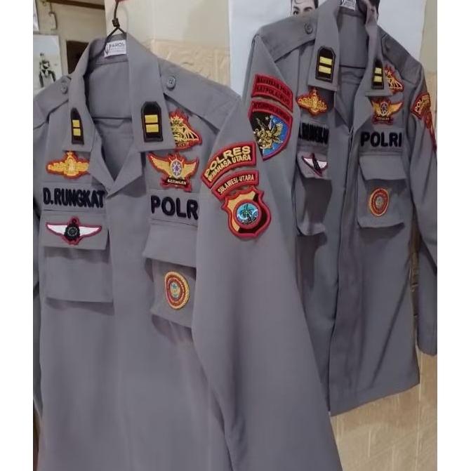 Jual Seragam dinas PDL Polri kain Portofino bed timbul | Shopee Indonesia