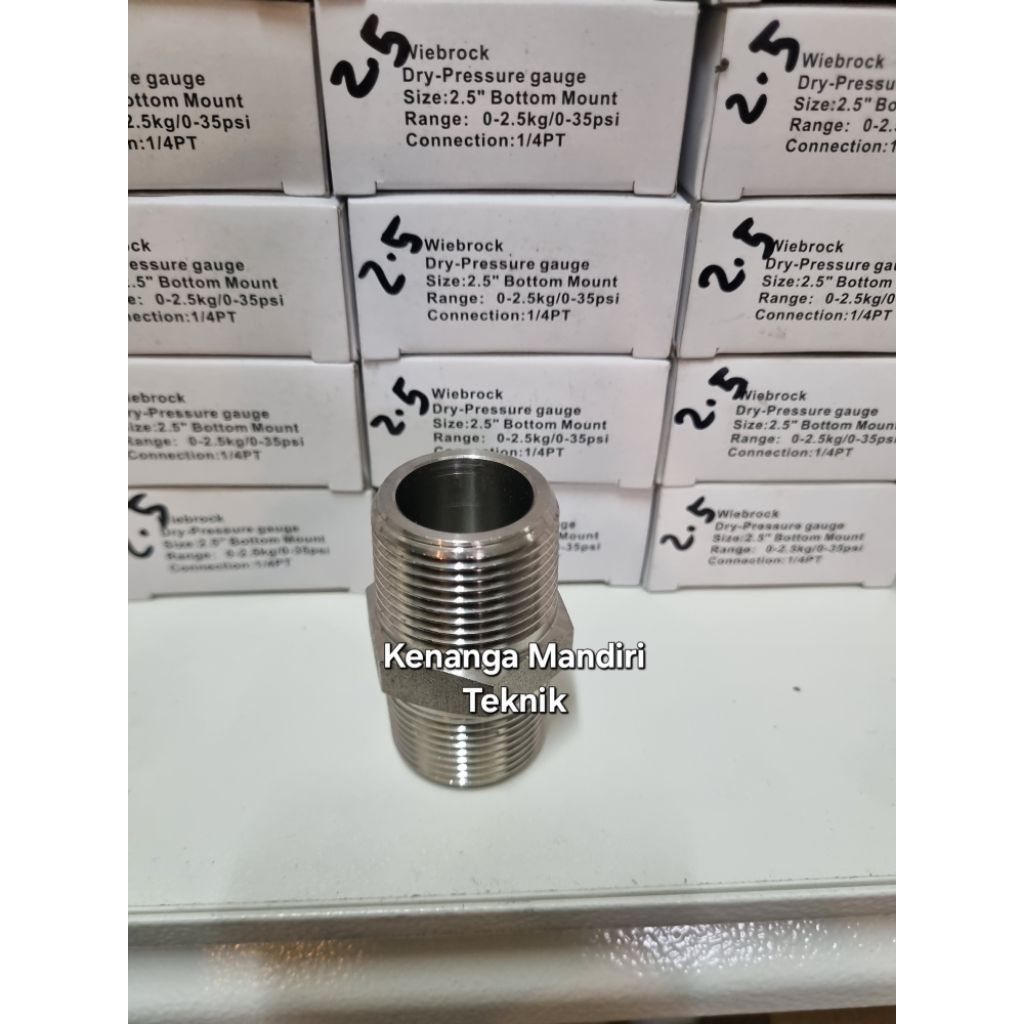 Jual Double Nepel 1/2" inchi NPT Class 3000 Stainless 304 / Double ...