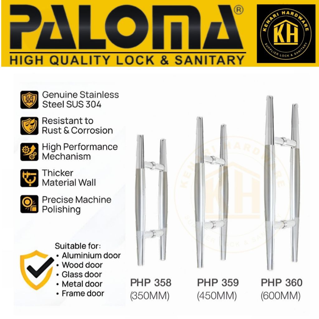 Jual PALOMA PHP 358 359 360 Pull Handle Pintu N-Leiva 350MM 450MM 600MM ...