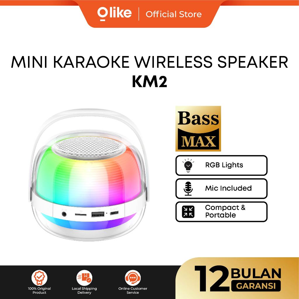 Jual OLIKE Speaker Karaoke Bluetooth Portable Wireless KM2 Micrphone ...