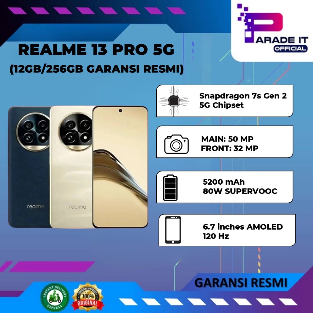 Jual REALME R13 PRO 5G NFC 12/256 | Chipset Qualcomm SM7435-AB Snapdragon 7s Gen 2 | 5200 mAh ...