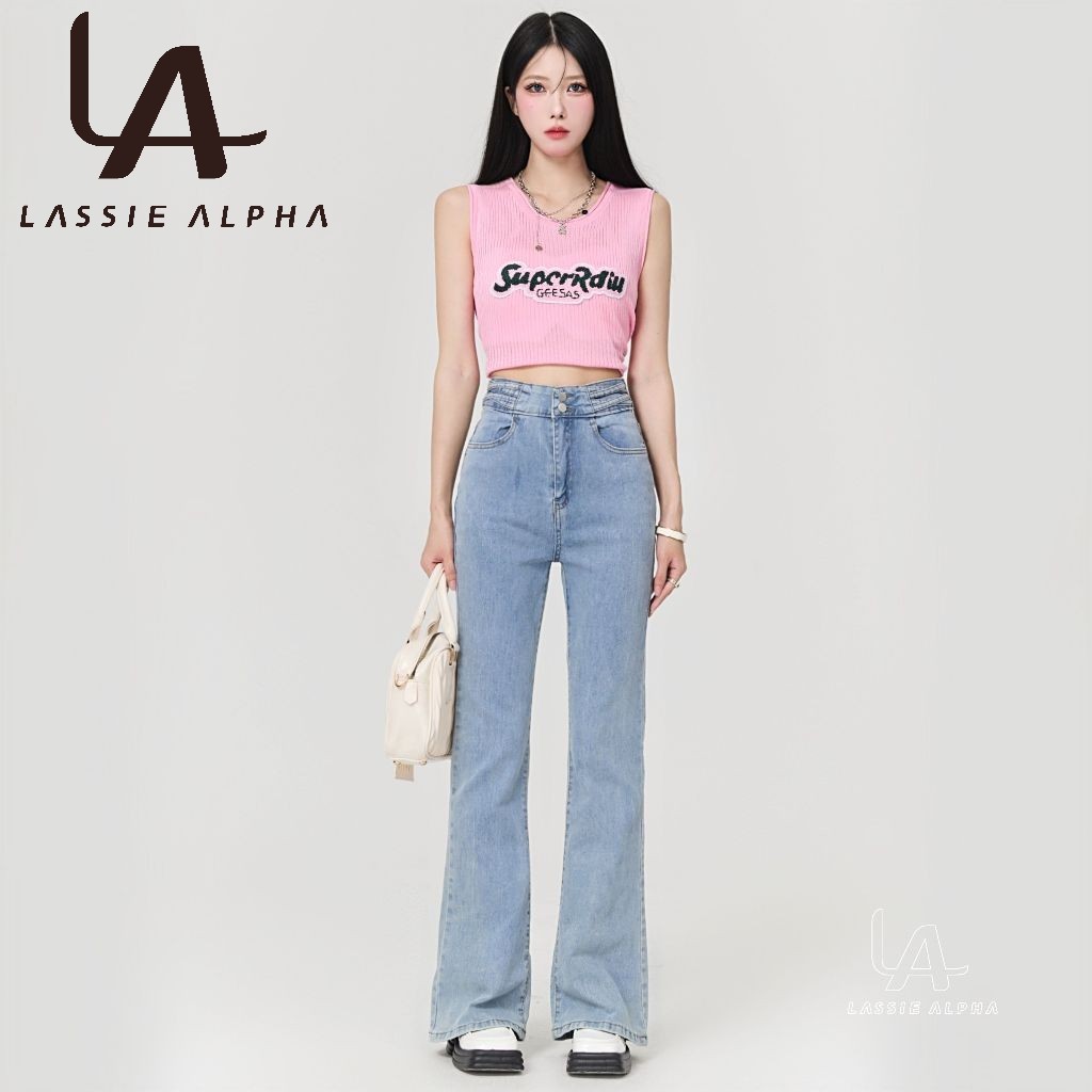 Jual Lassie Alpha J44 ready stok celana cutbray jeans wanita biru muda jeans skinny HW jeans ...