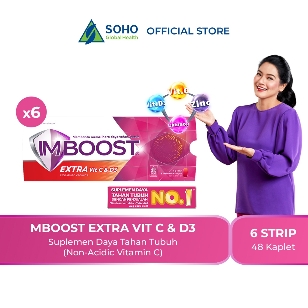 Jual Imboost Extra Vit C & D3 Suplemen Tablet Daya Tahan Tubuh Non ...