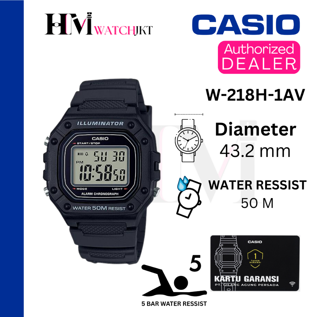 Jual CASIO W-218H-1AVDF Jam Tangan Pria Original Digital Karet Sport ...