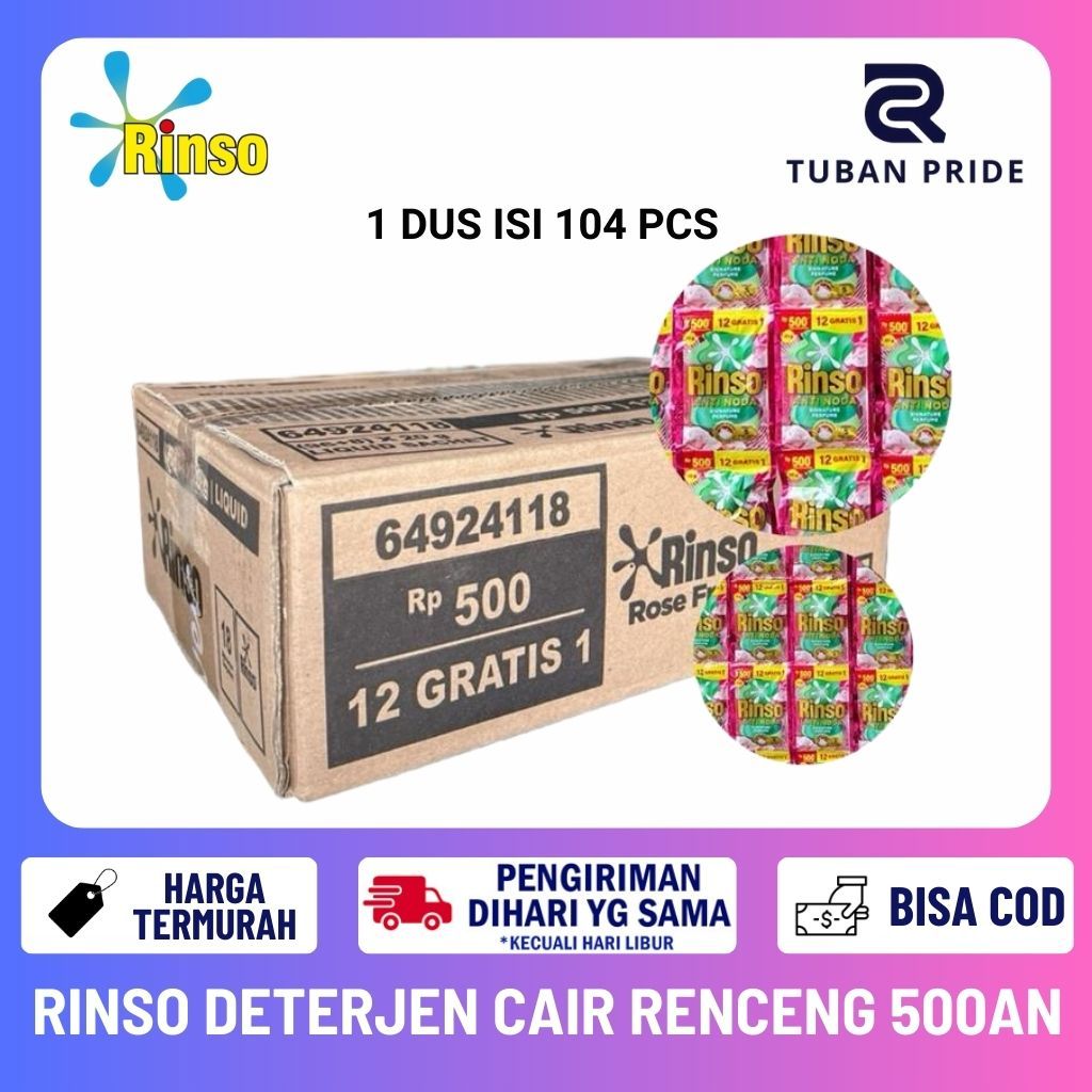 Jual [TP] 1 Dus Rinso Cair 96 + 8 20 ml Rinso Cair Unilever 1 Dus Isi ...