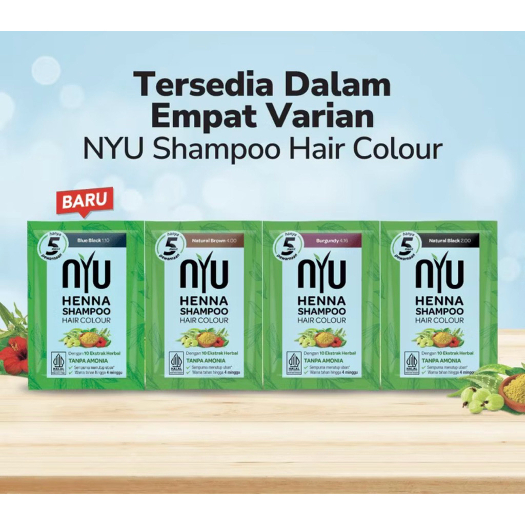 Jual NYU Henna Shampoo Hair Color ( 1dos isi 4 saset ) | Shopee Indonesia