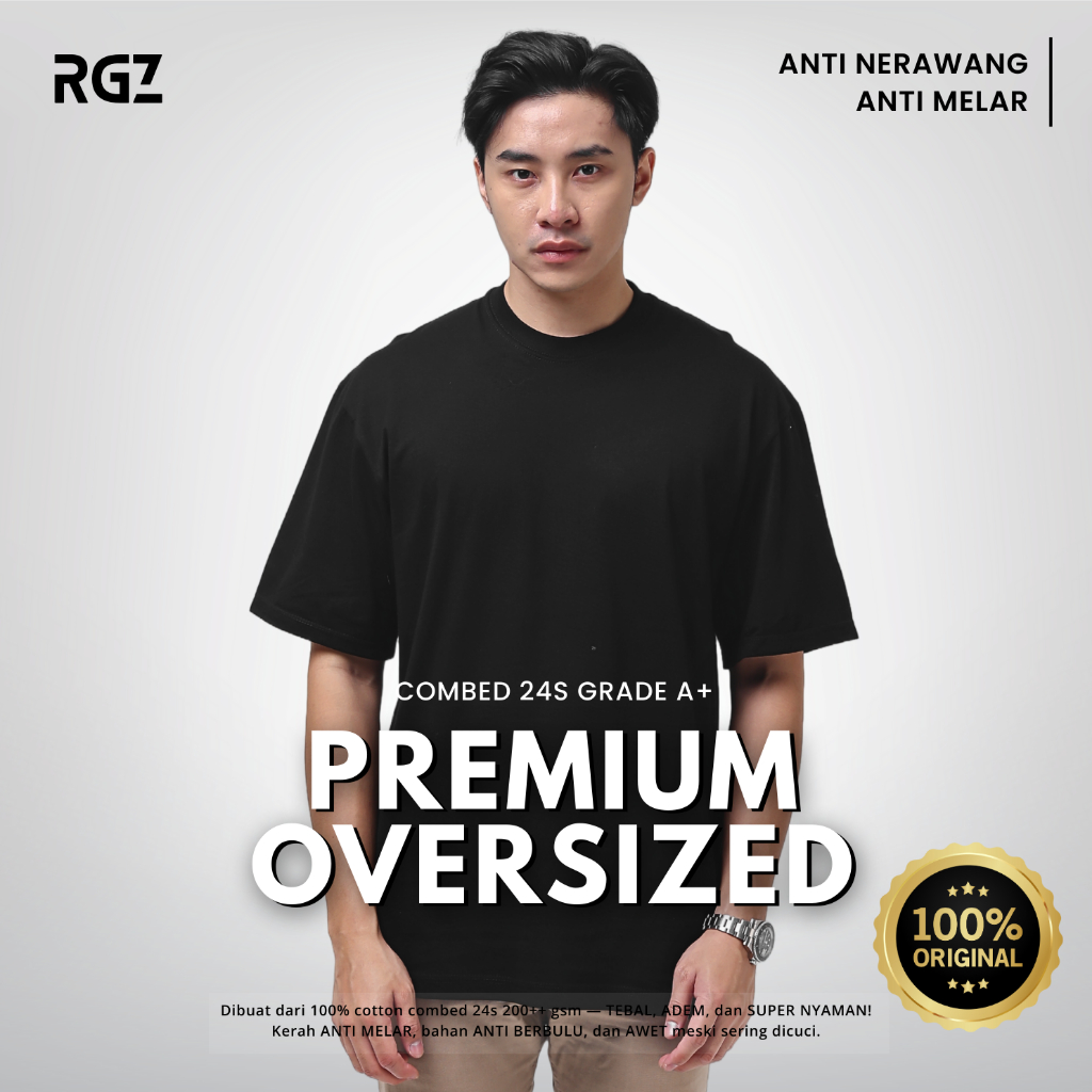 Jual RGZ | Oversized Tshirt 200 GSM Kaos Polos Oversize Heavy Cotton Combed 24s Grade A+ ...