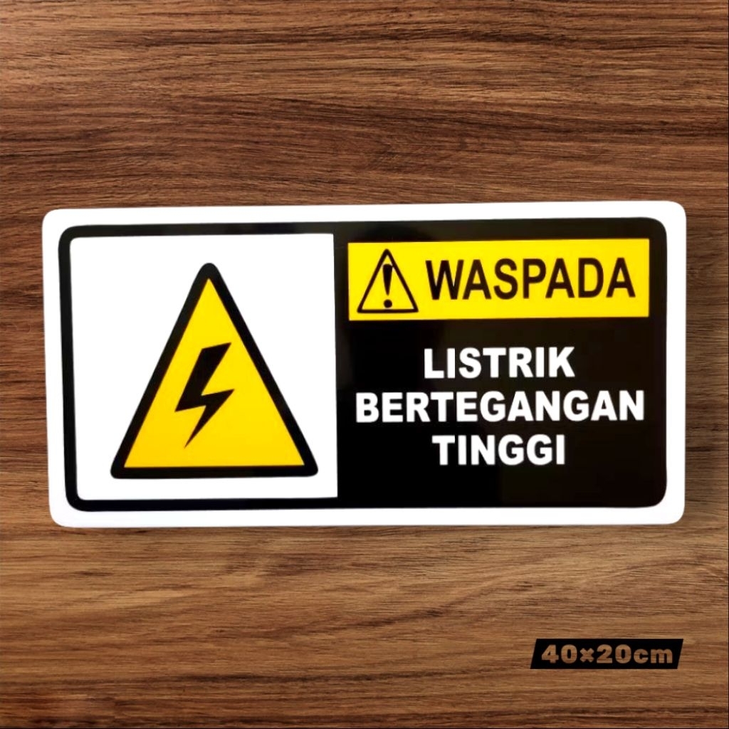 Jual Acrylic sign peringatan WASPADA LISTRIK BERTEGANGAN TINGGI 40 x ...