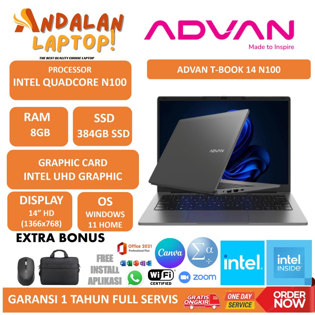 Jual Laptop Baru Resmi Advan T-Book 1405 L24E-NSNS1 Intel N100 8GB ...