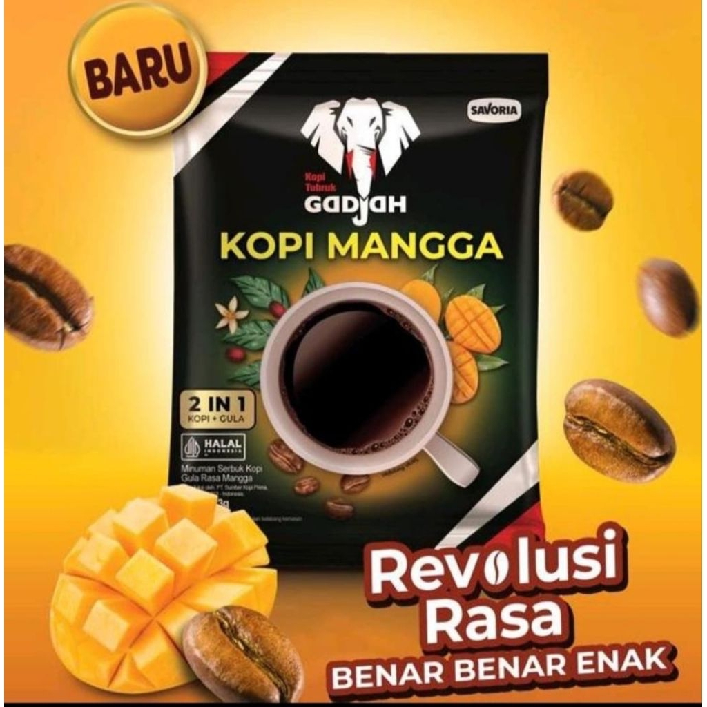 Jual Kopi Hitam Gajah Tubruk Rasa Mangga Kartonan isi 12 Renteng x 10 ...