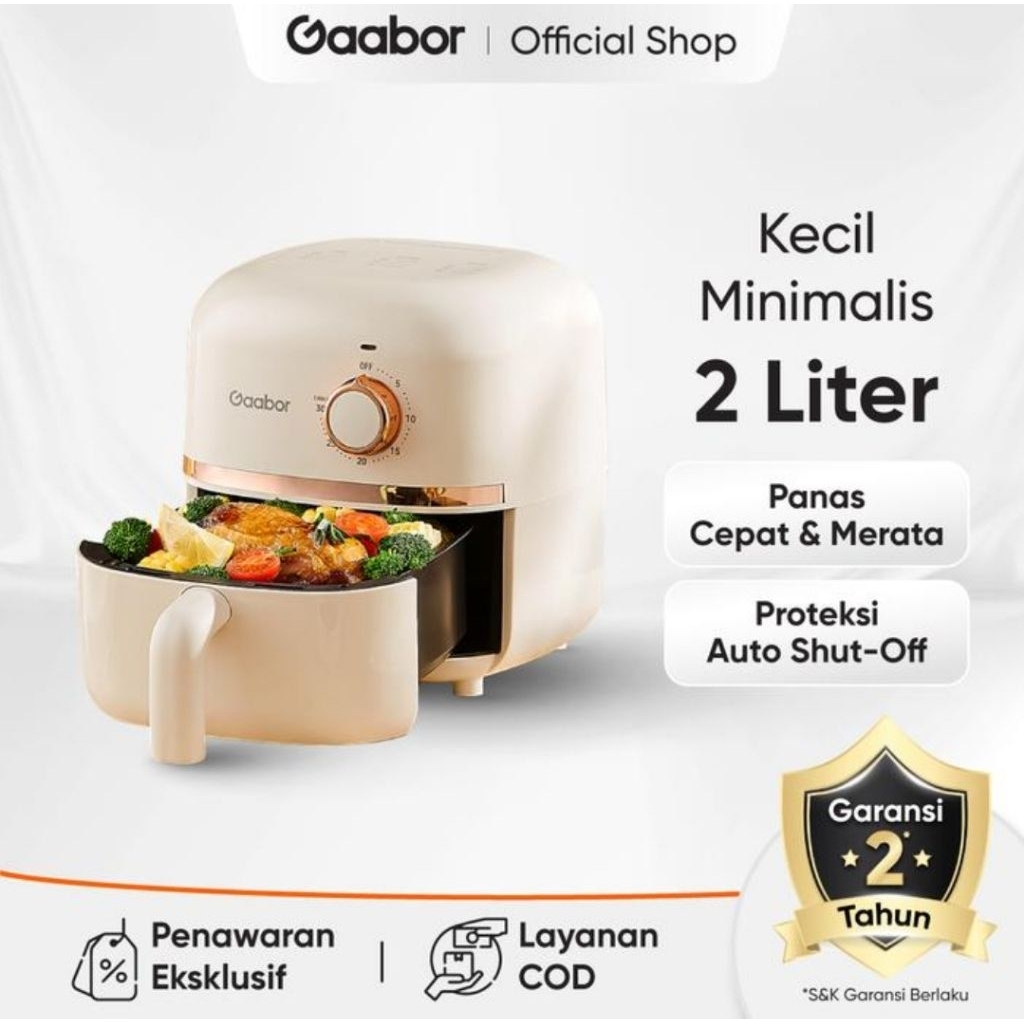 Jual GAABOR MINI AIR FRYER 2L 800W LOW WATT ANTI LENGKET AF20M-YE01A ...