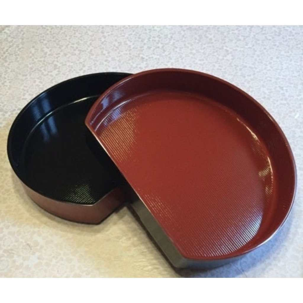 Jual Japanese Oriental Half Moon Sushi Plate Red 20.5cm Black Deep ...