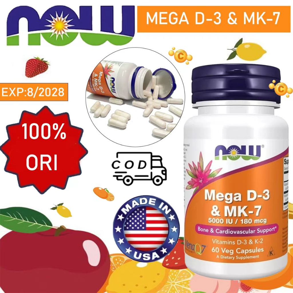 Jual [100% Ori-COD]Now D3 MK7 5000 iu / 180 mcg Vitamin 60Caps -GIGI ...