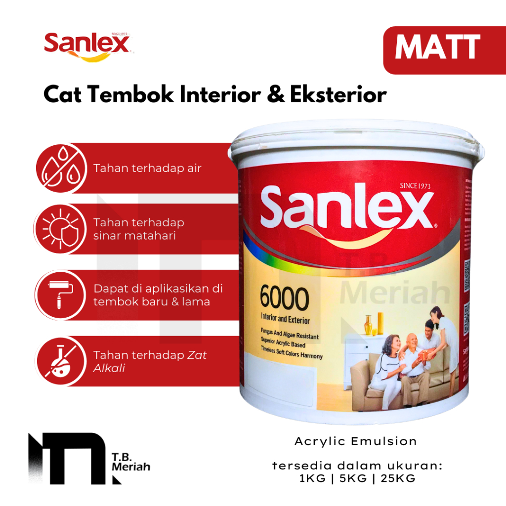 Jual SANLEX 6000 CAT TEMBOK 25 Kg Warna Hitam & Putih - Cat tembok ...