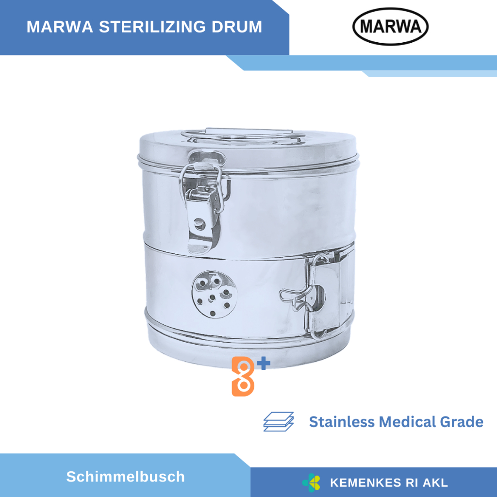 Jual MARWA Dressing Drum 22 cm / Tromol Sterilisasi Kasa Stainless ...