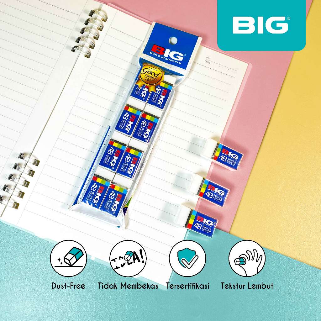 Jual 8 Pcs BIG Penghapus / Eraser Pensil Putih Kecil Dust Free ER-9401 ...