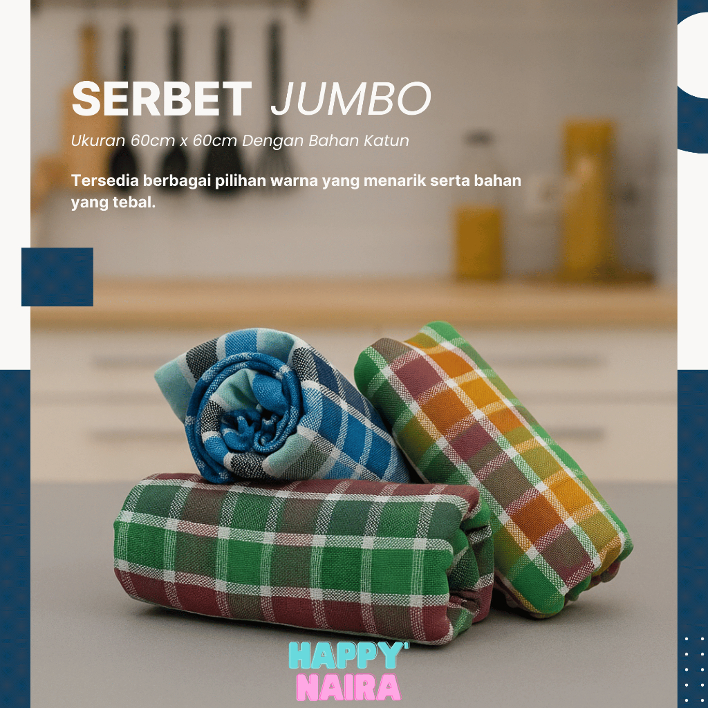 Jual Kain Serbet Katun Jumbo Tebal Warna Cerah Ukuran 60cm x 60cm 3pcs ...