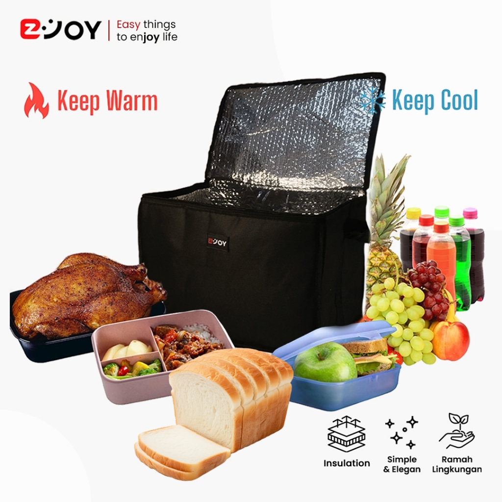 Jual EZJOY Tas Thermal Pendingin Es dan Minuman HITAM/Tas Botol Susu ...