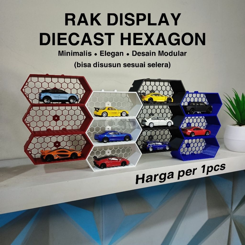 Jual Rak Display Diecast 1:64 Hexagon Modular Rak Pajangan Hot Wheels ...