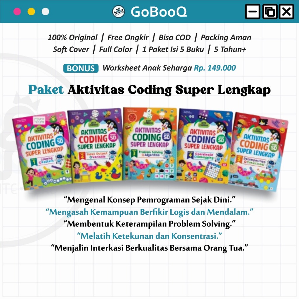 Jual Isi 5 Buku Aktivitas Coding Superlengkap Buku Coding Untuk
